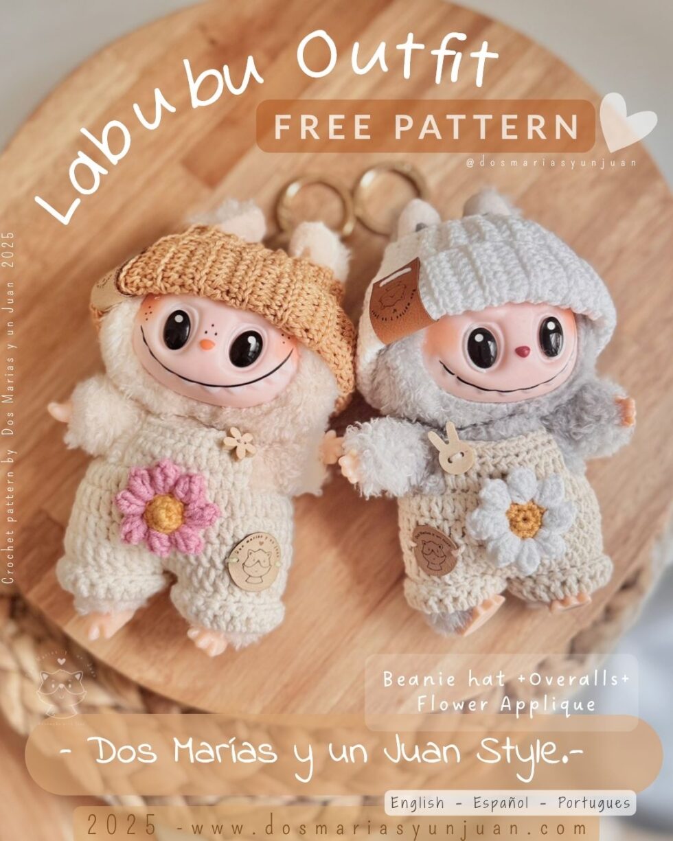 Labubu Toy Crochet Outfit – Free Pattern by Dos Marías y un Juan